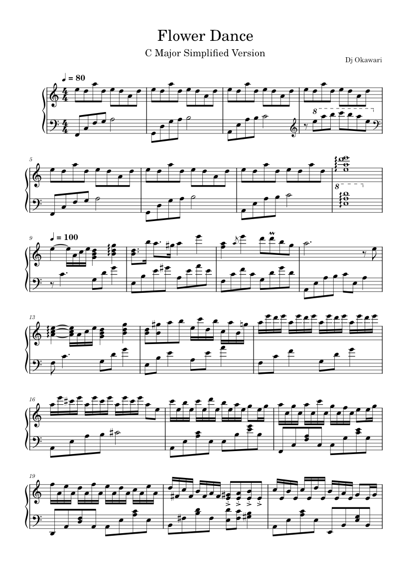 Flower dance – DJ Okawari Flower dance in C Simplified Version 花之舞C ...