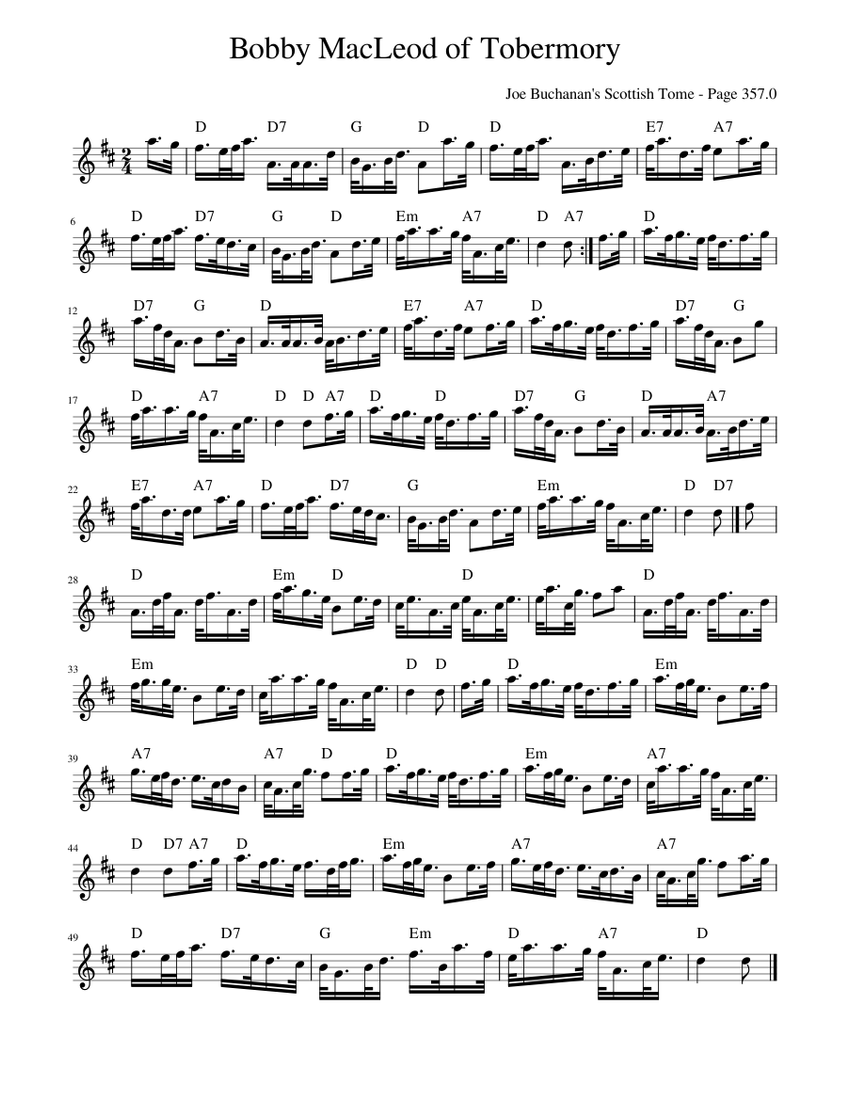 Bobby MacLeod of Tobermory Sheet music for Piano (Solo) Easy ...