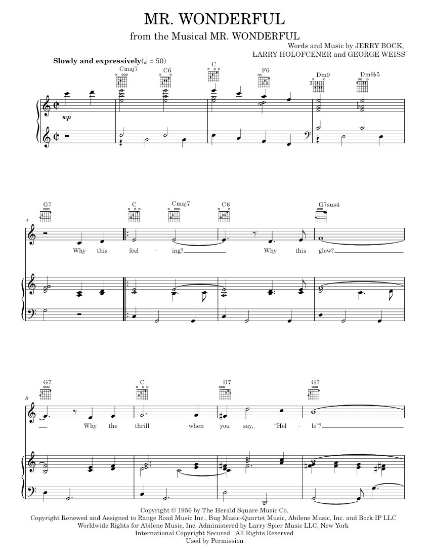 Play Official version of Mr. Wonderful sheet music by Leiber & Stoller ...