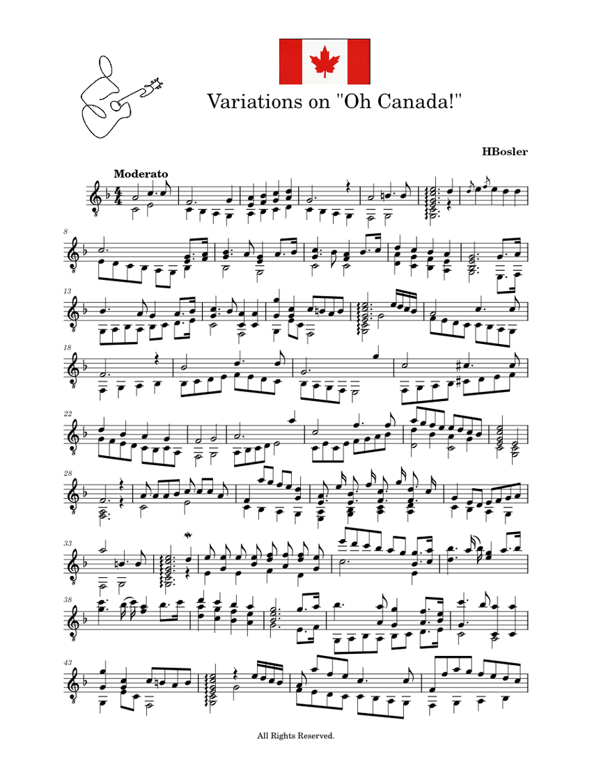 Variations On Oh Canada - HBosler Sheet music for Guitar (Solo ...