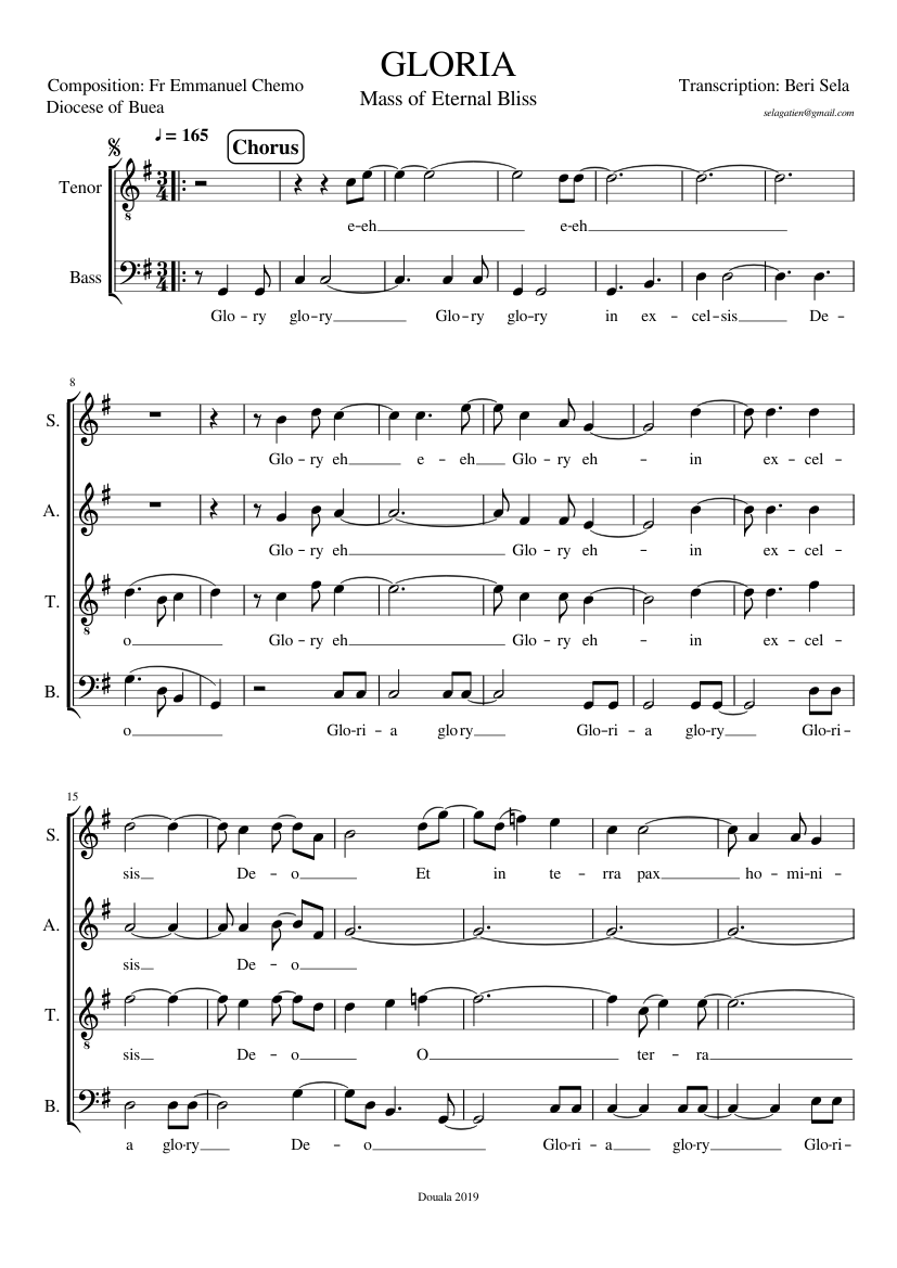 GLORIA - Eternal Bliss Sheet music for Soprano, Alto, Tenor, Bass voice ...