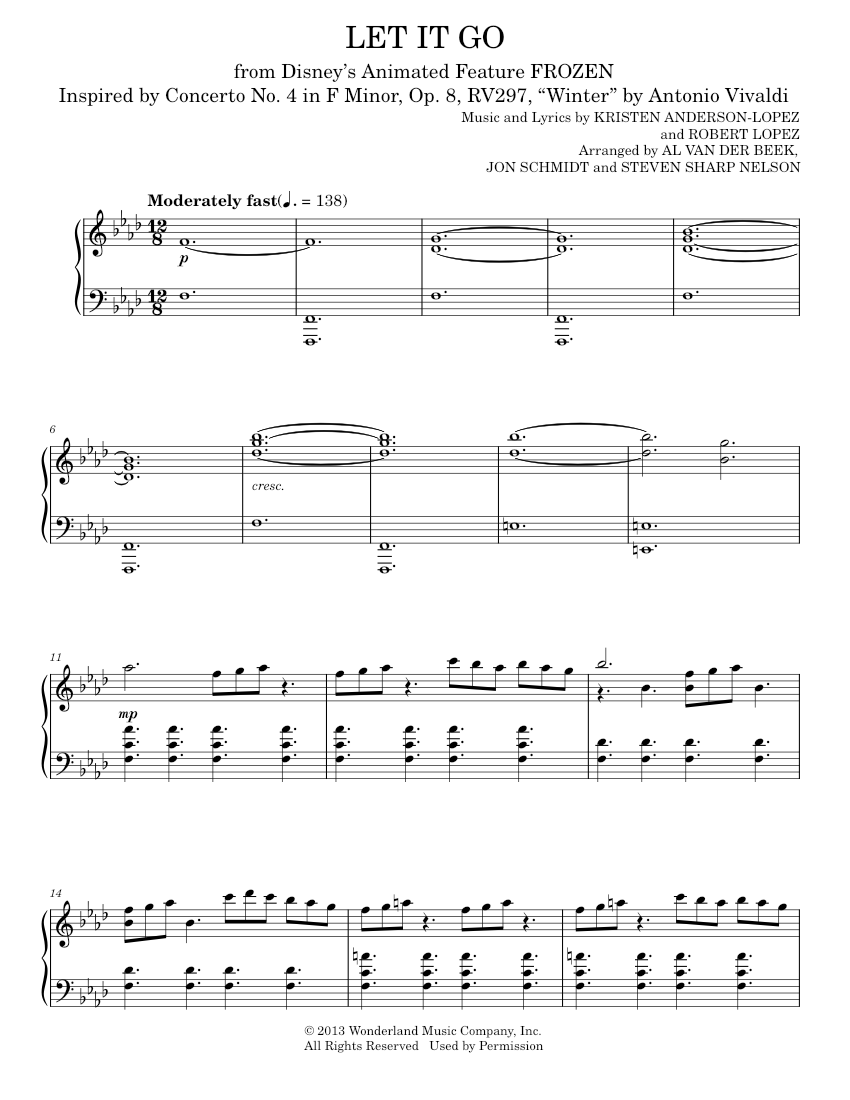 Play Official version of Let It Go (from Frozen) Sheet Music by The ...