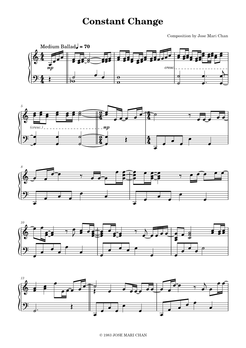 Constant Change – Jose Mari Chan Sheet music for Piano (Solo ...