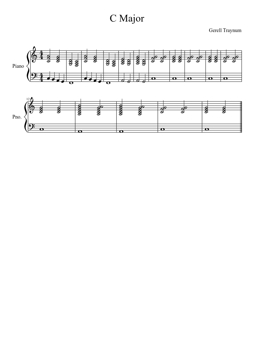 C Major Sheet music for Piano (Solo) | Musescore.com