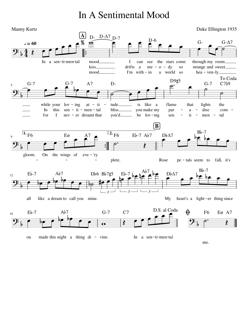 In A Sentimental Mood Sheet music for Trombone (Solo) | Musescore.com