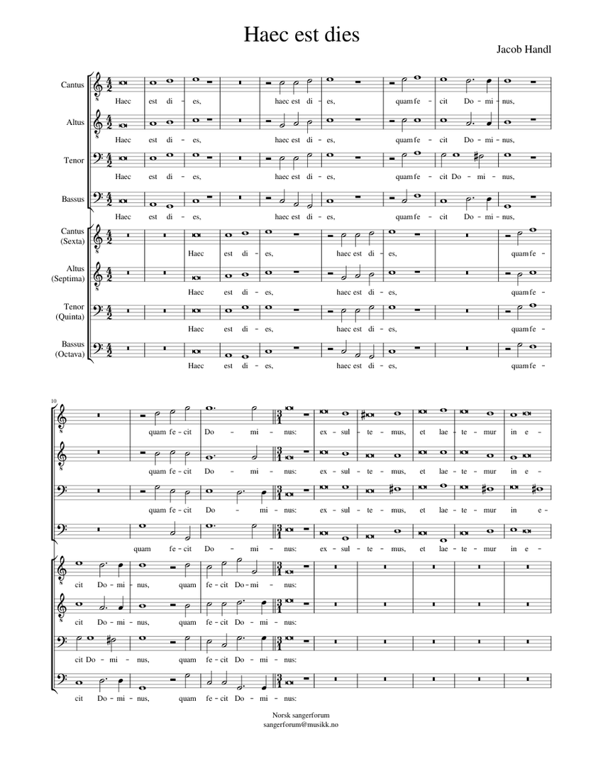 Haec dies Sheet music for Tenor, Bass voice (Choral) | Musescore.com