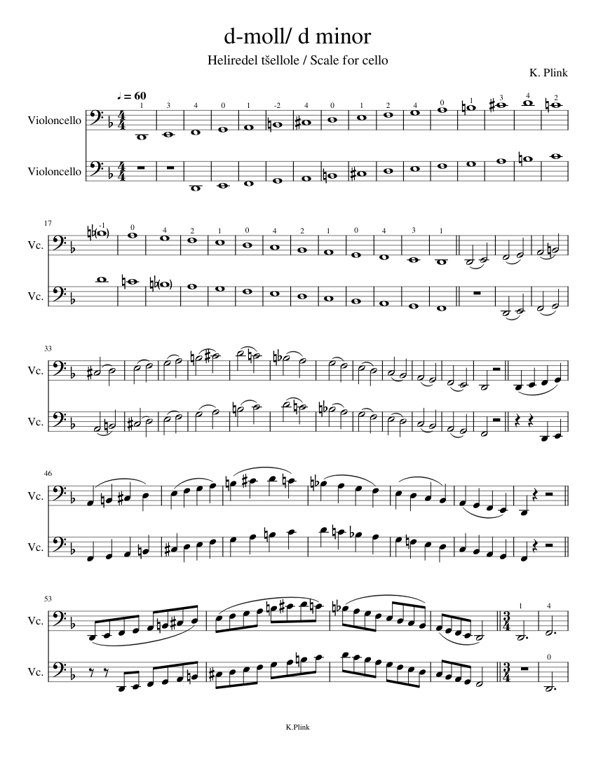D minor / D-moll Sheet music for Cello (Solo) | Musescore.com