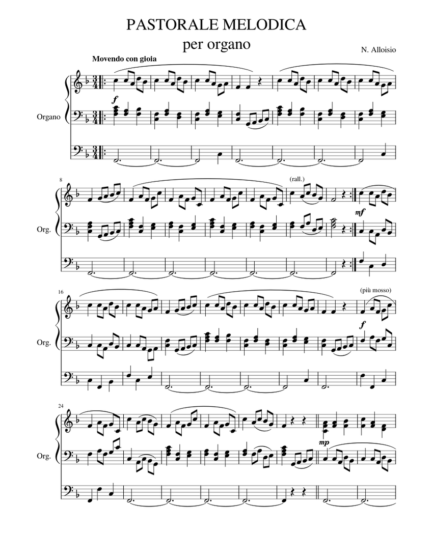 Pastorale Melodica per Organo Sheet music for Organ (Solo) | Musescore.com