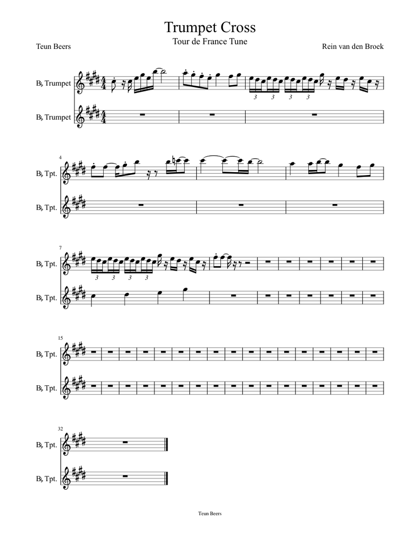 Trumpet Cross Sheet music for Cornet (Brass Duet) | Download and print ...