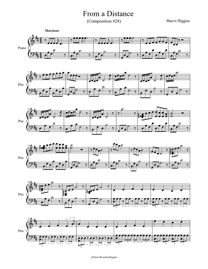 From A Distance ~Comp 28 Sheet music for Piano (Solo) | Musescore.com