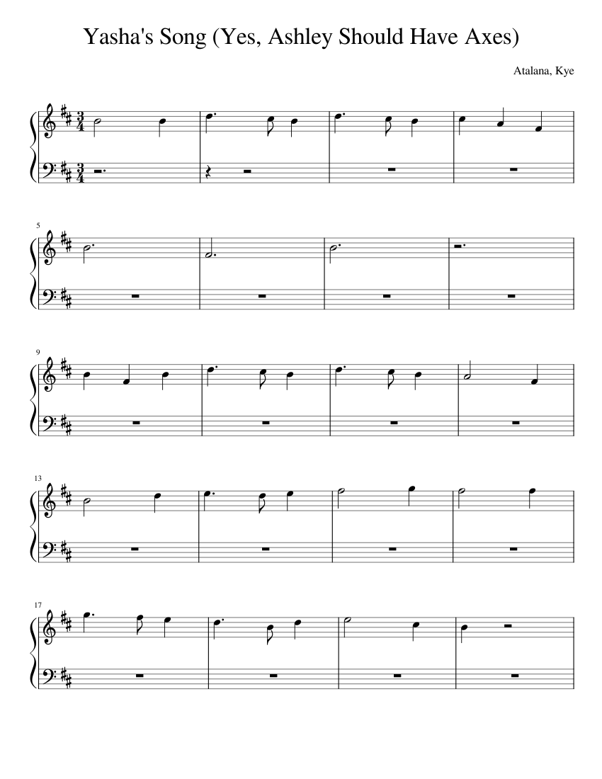 Yasha's Song Sheet music for Harp (Solo) | Musescore.com