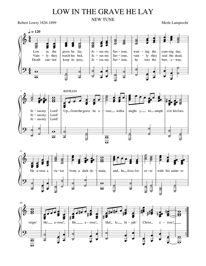 LOW IN THE GRAVE HE LAY Sheet music for Piano (Church Choir) Easy ...