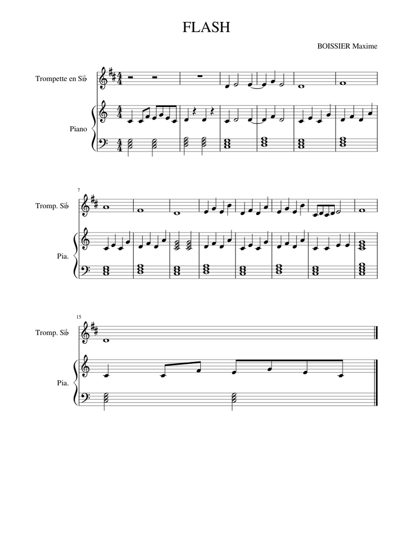 FLASH Sheet music for Piano, Trumpet in b-flat (Solo) | Musescore.com