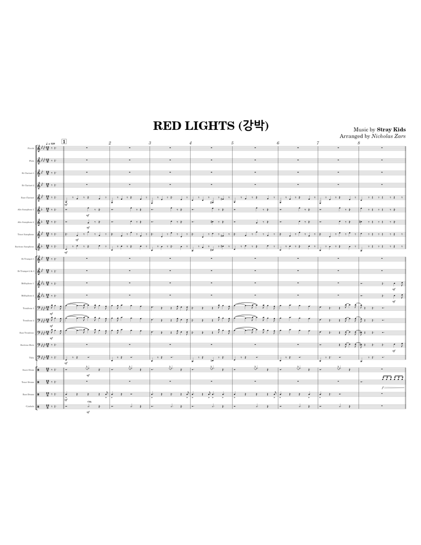 RED LIGHTS (강박) Sheet music for Trombone, Tuba, Mellophone, Trombone ...