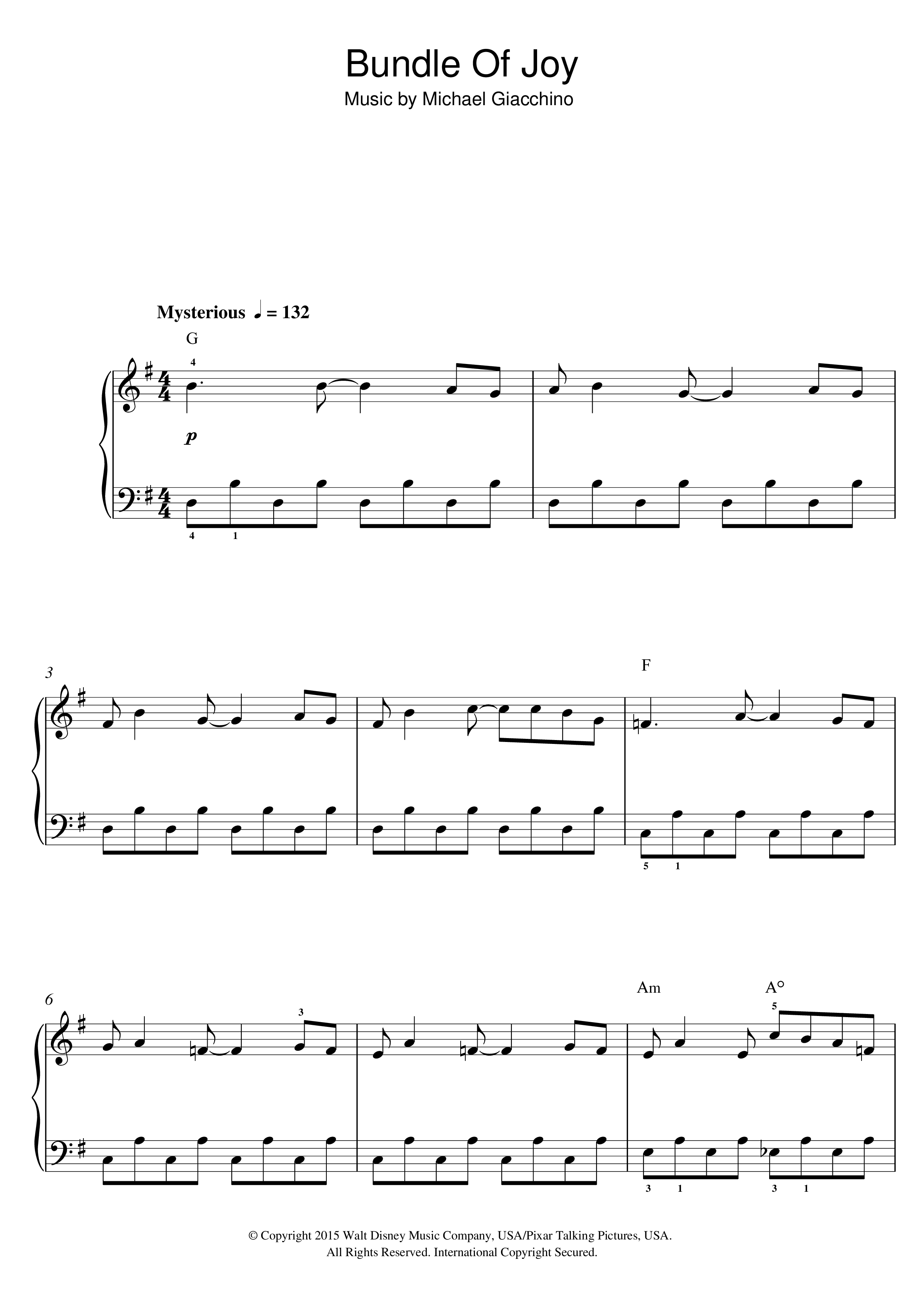 Play Official version of Bundle of joy Sheet Music by Michael Giacchino for Piano | MuseScore.com