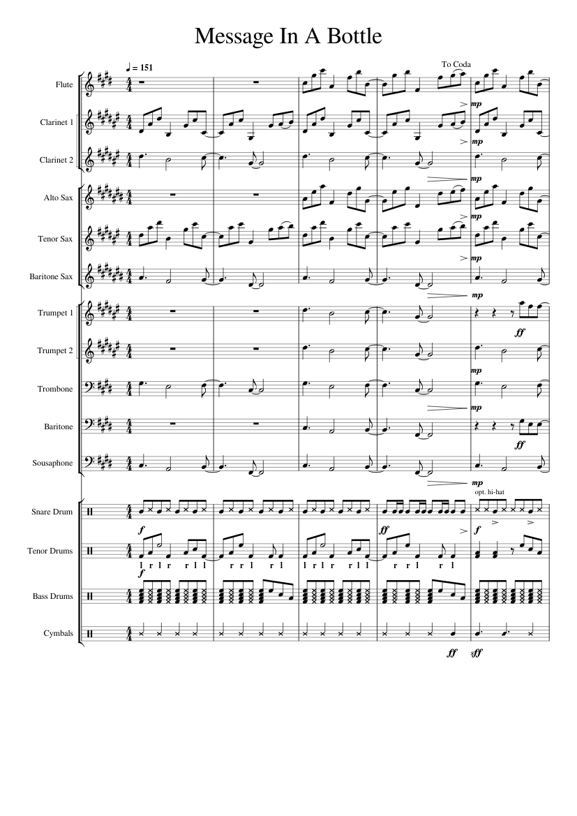 Message in a bottle – The Police Sheet music for Trombone, Flute ...