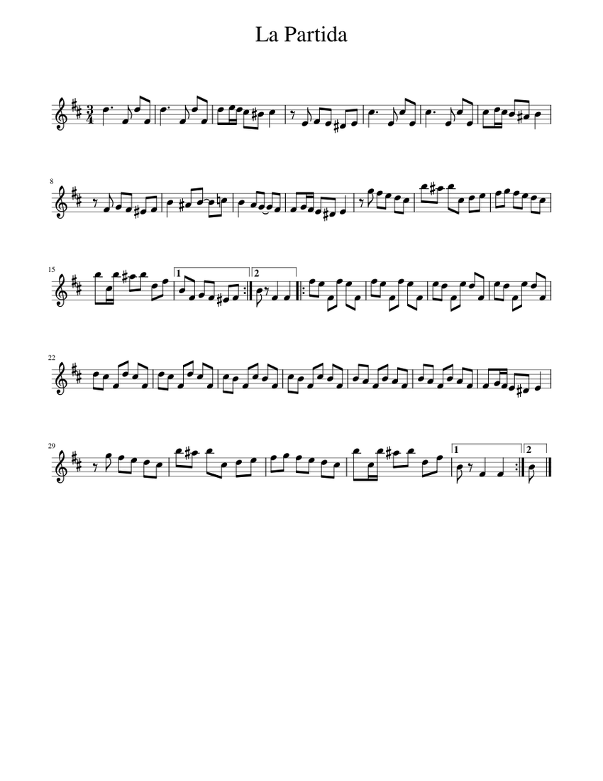 La Partida Sheet music for Piano (Solo) Easy | Musescore.com
