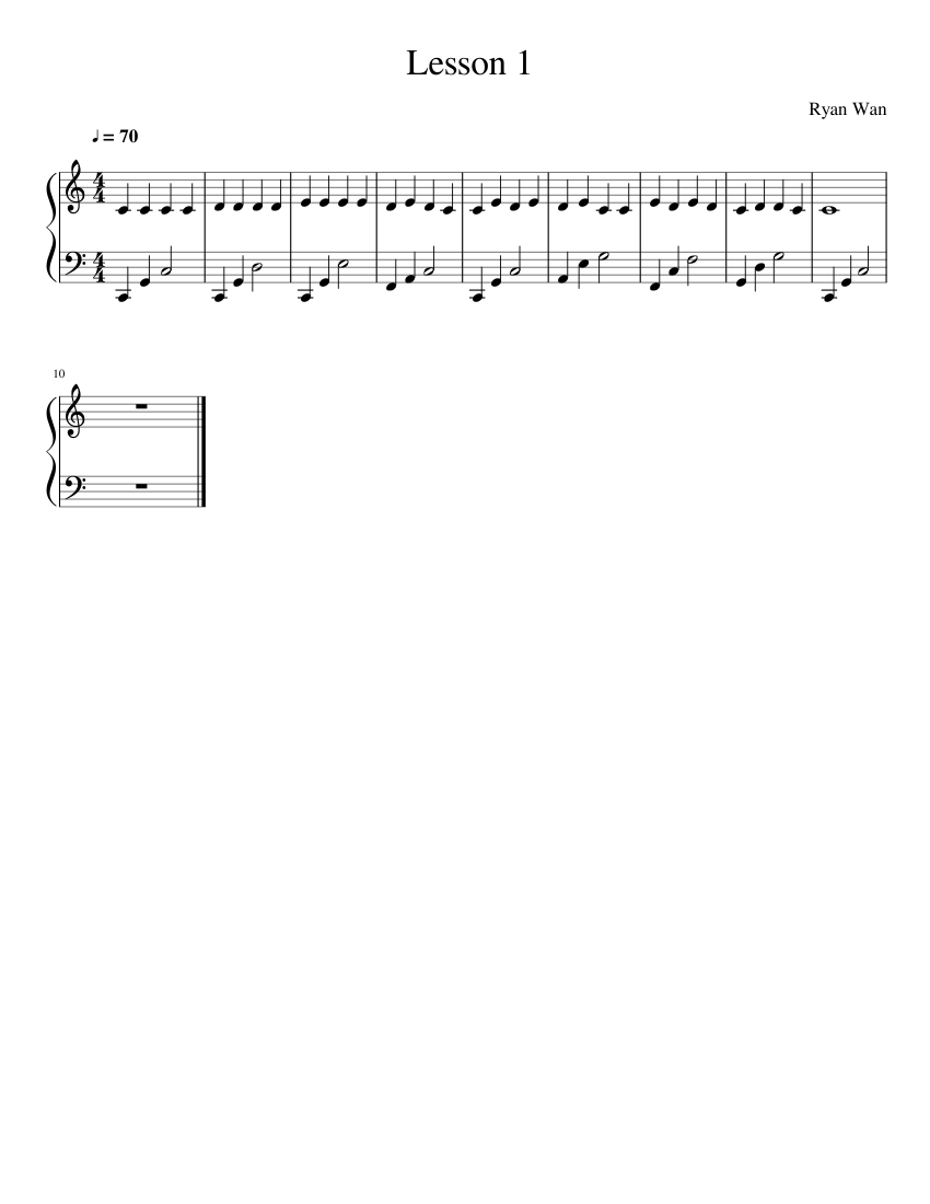 Lesson 1 Sheet music for Piano (Solo) | Musescore.com