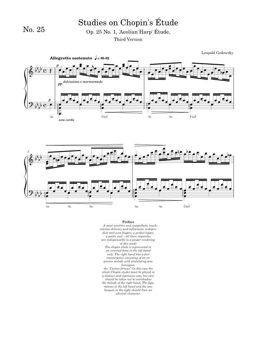 Study No. 25 on Chopin's Étude (Op. 25 No. 1) – Leopold Godowsky Sheet music for Piano (Solo ...