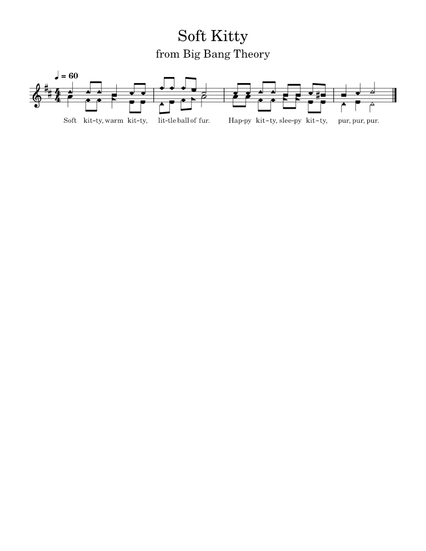 Soft Kitty – Big Bang Theory Sheet music for Soprano (Mixed Duet ...