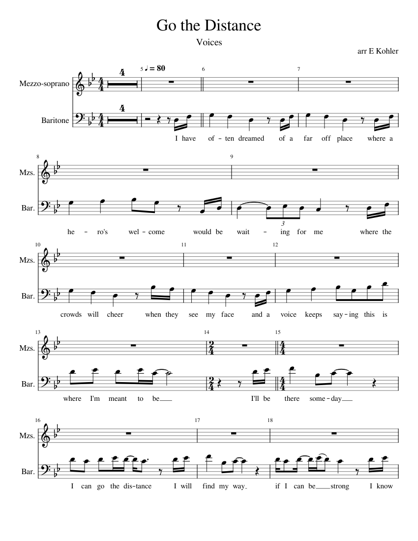 (Audition) Vocals Only Sheet music for Baritone, Mezzo soprano (Choral ...