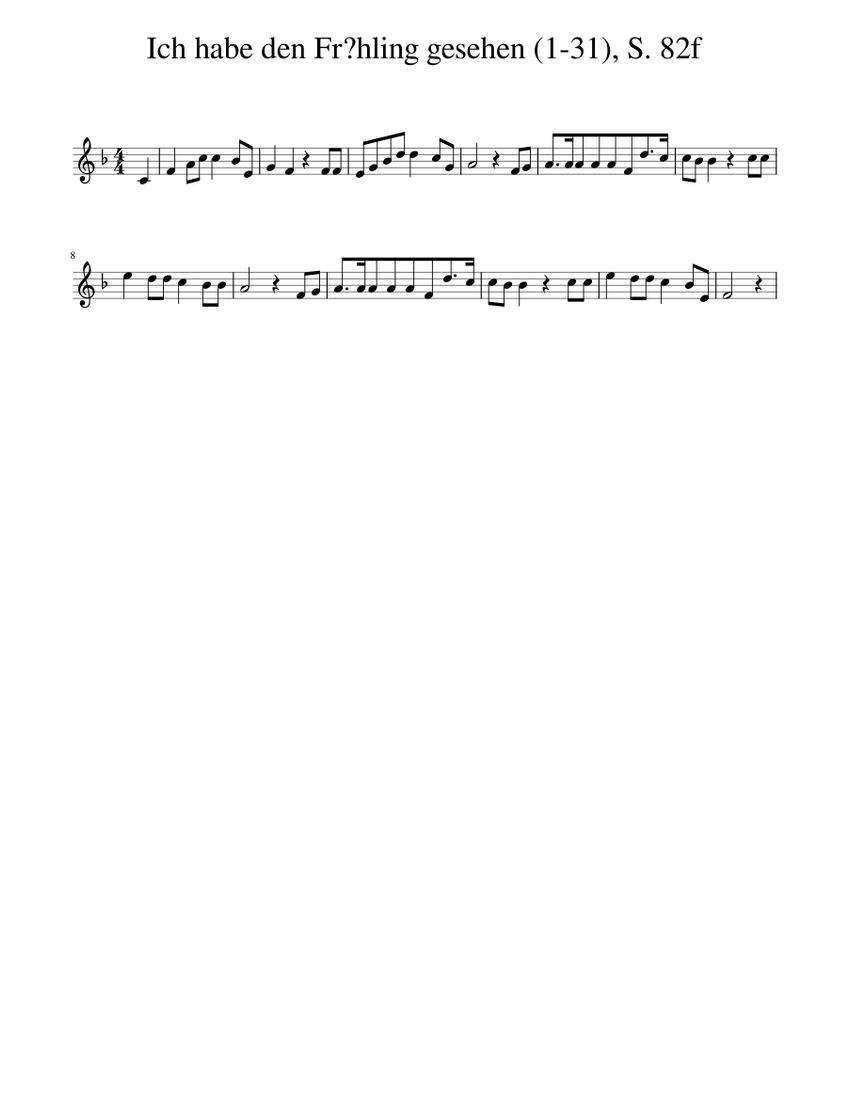 Ich habe den Fr?hling gesehen (1-31), S. 82f Sheet music for Piano ...