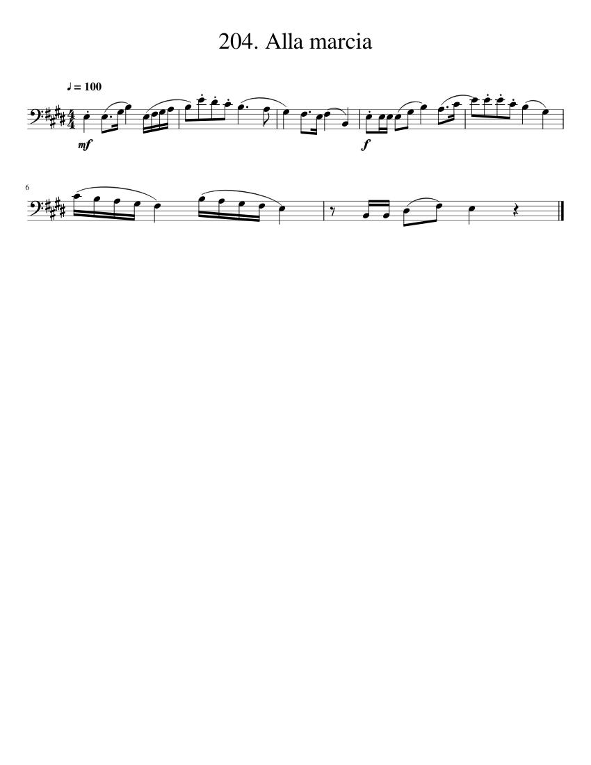 204. Alla marcia Sheet music for Piano (Solo) Easy | Musescore.com