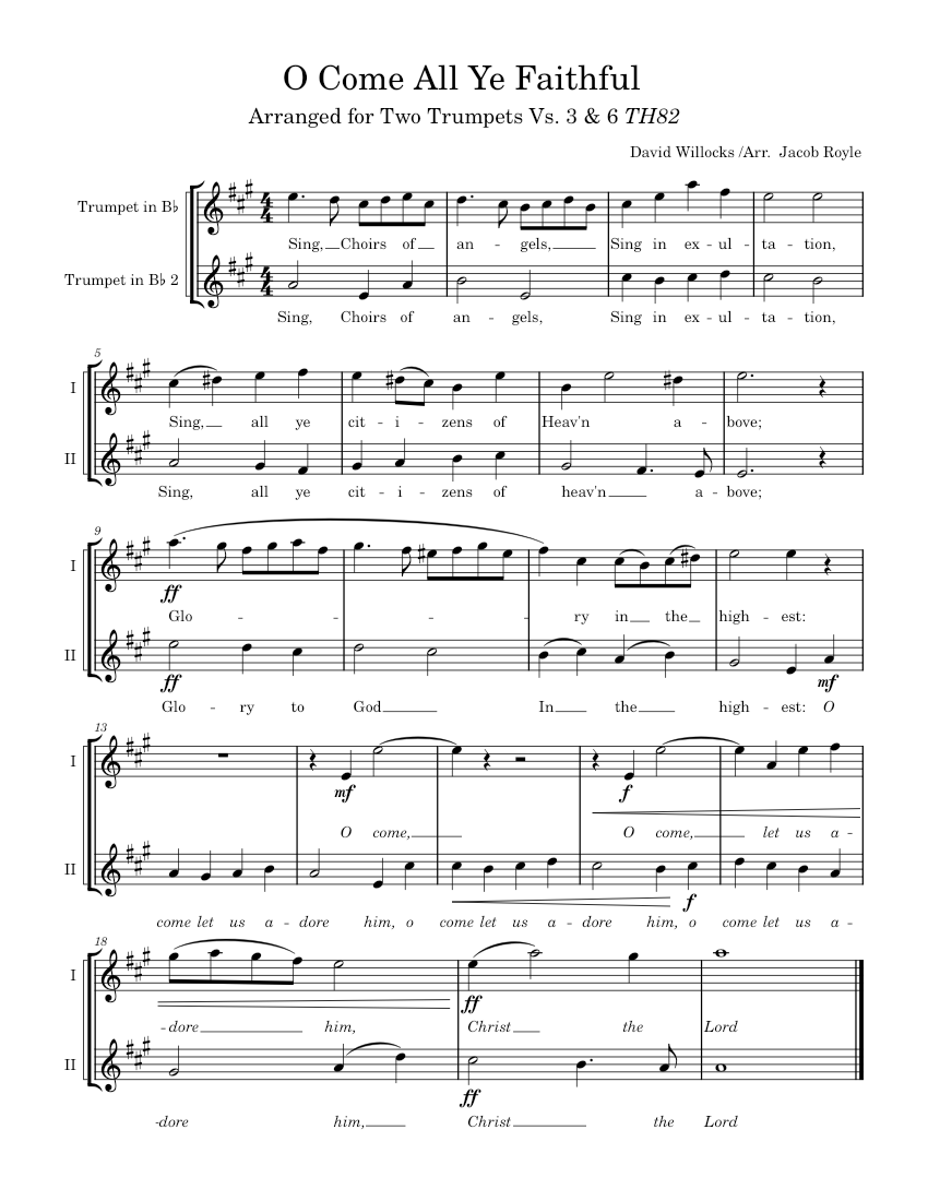 O Come All Ye Faithful – David Willcocks Sheet Music for Trumpet other ...