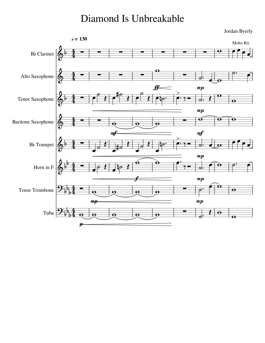 Diamond Is Unbreakable Sheet music for Tuba, Trombone tenor, Clarinet ...