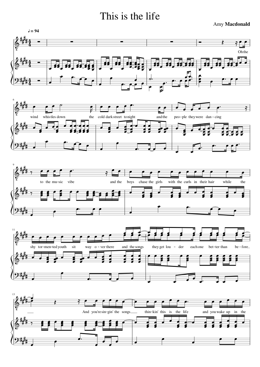 This is the life - Macdonald Sheet music for Piano, Vocals (Piano-Voice ...