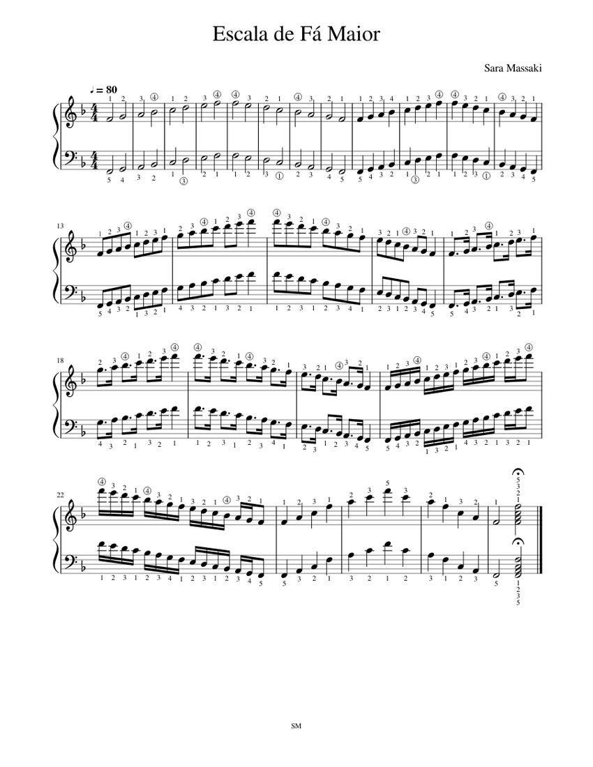 Escala de Fá Maior Sheet music for Piano (Solo) | Musescore.com