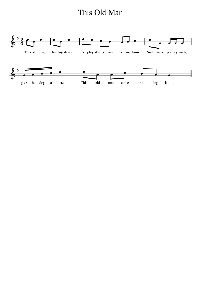 This Old Man Sheet music for Piano (Solo) Easy | Musescore.com