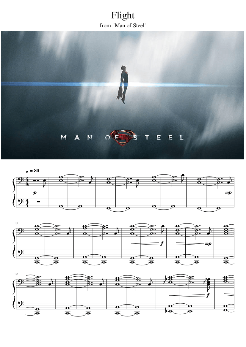 Flight - Man of Steel Sheet Music for Piano (Solo) | MuseScore.com