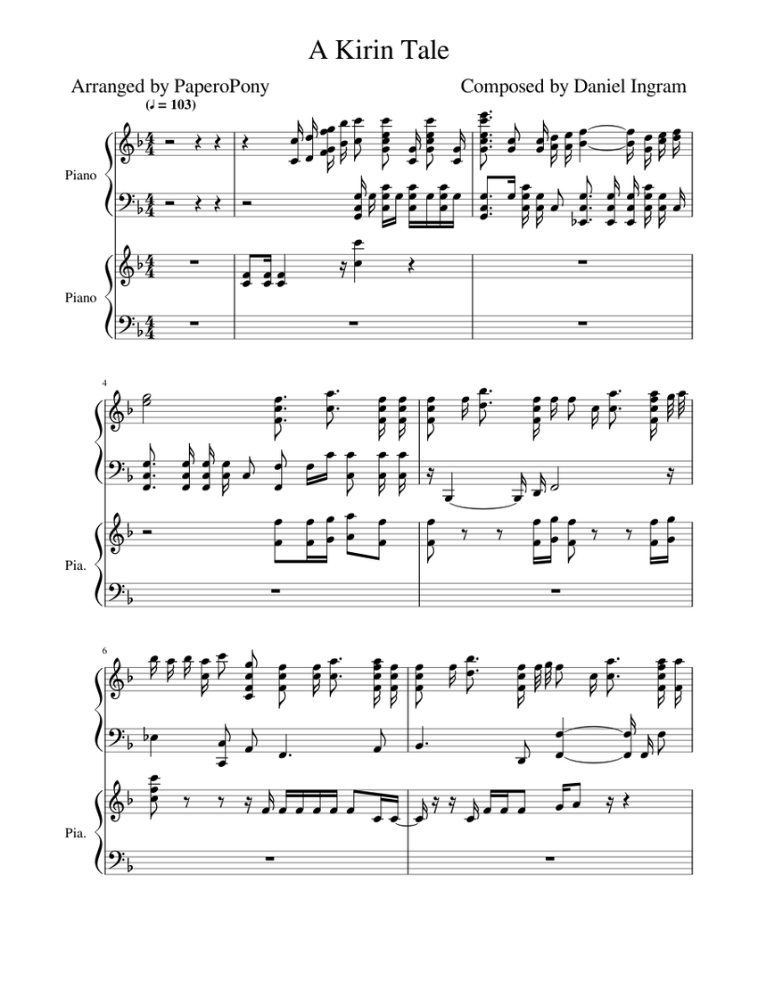 A Kirin Tale Sheet music for Piano (Piano Duo) | Musescore.com