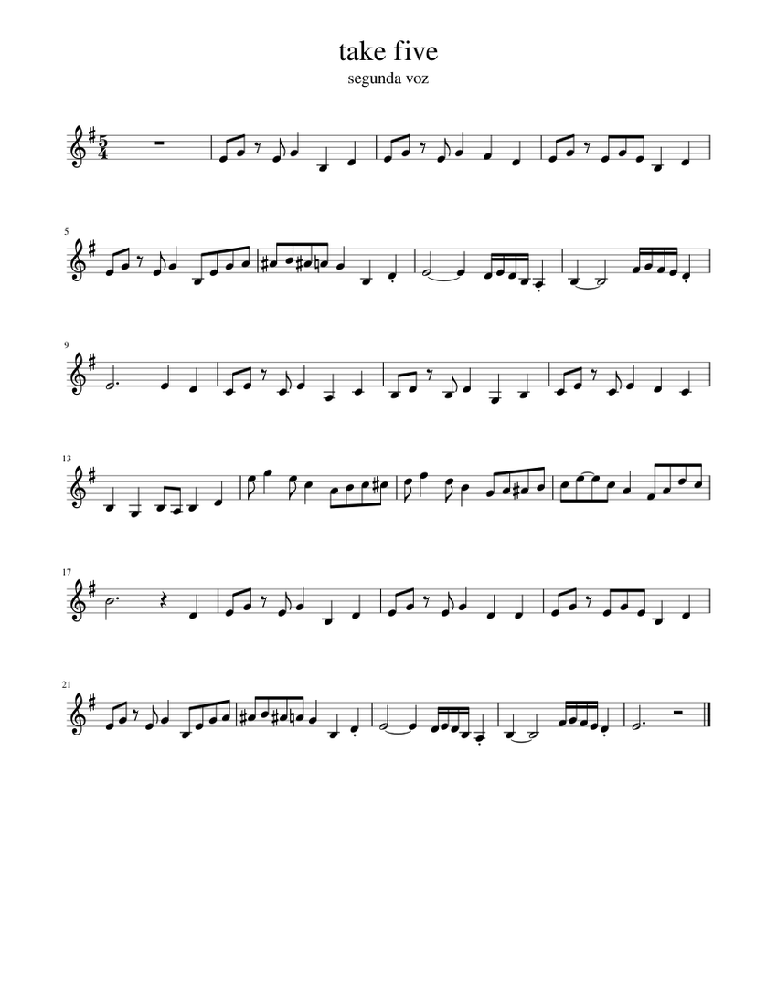 take five Sheet music for Piano (Solo) Easy | Musescore.com