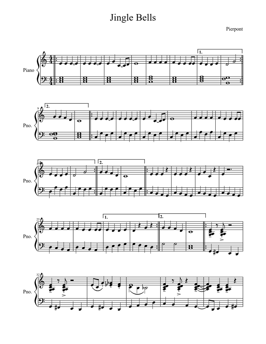 Jingle Bells Sheet music for Piano (Solo) | Musescore.com