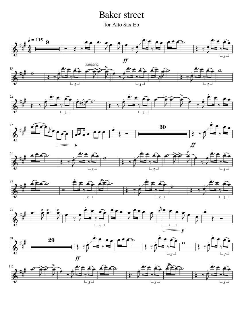 Baker street for Alto Sax Sheet Music for Saxophone alto (Solo ...