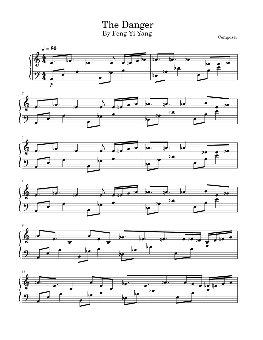 The Danger Sheet music for Piano (Solo) | Musescore.com
