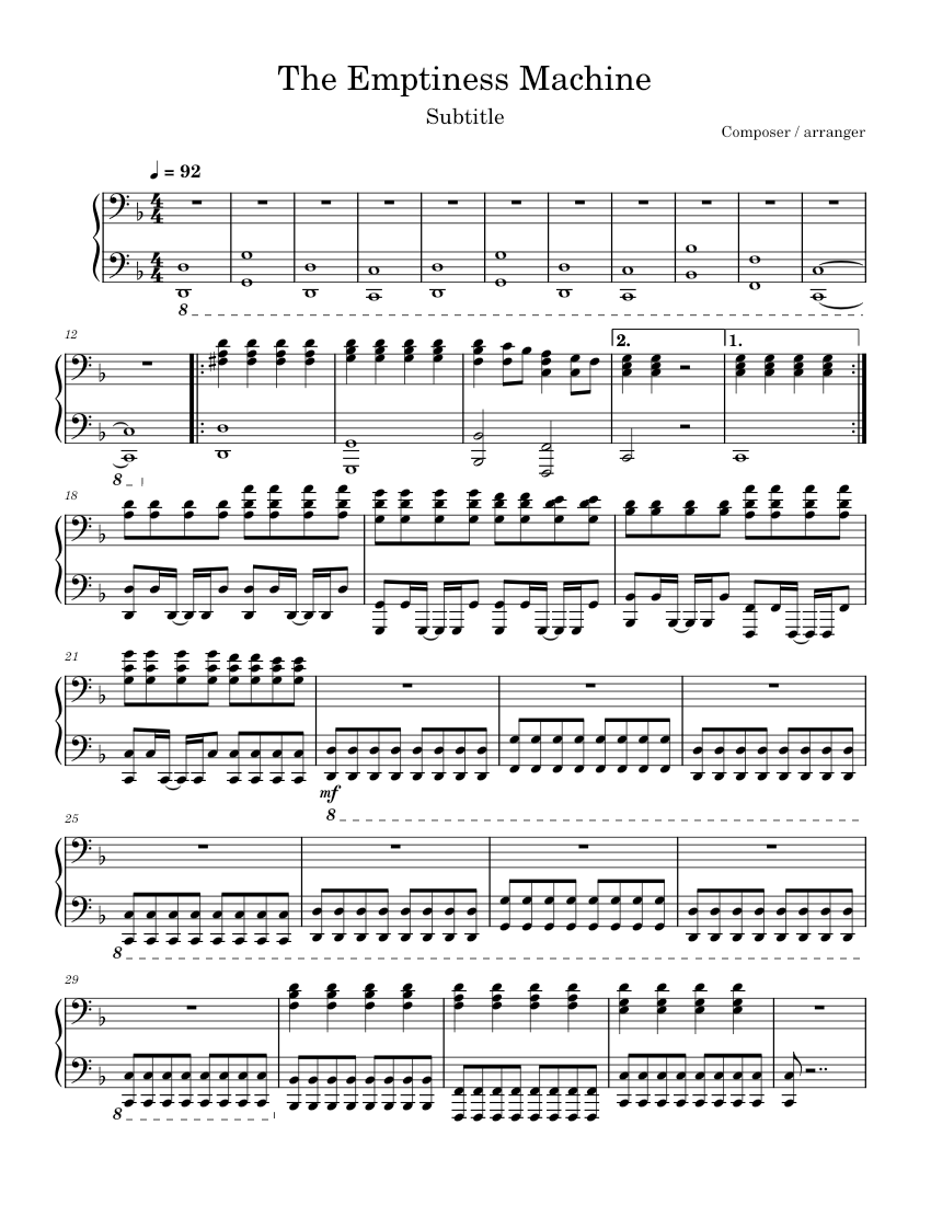 The Emptiness Machine – Linkin Park Sheet Music for Piano (Solo ...