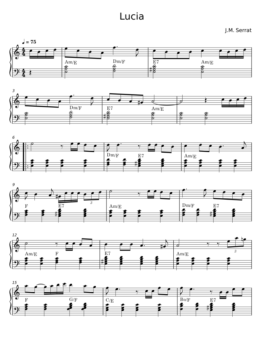 Lucia Sheet music for Piano (Piano Duo) | Musescore.com