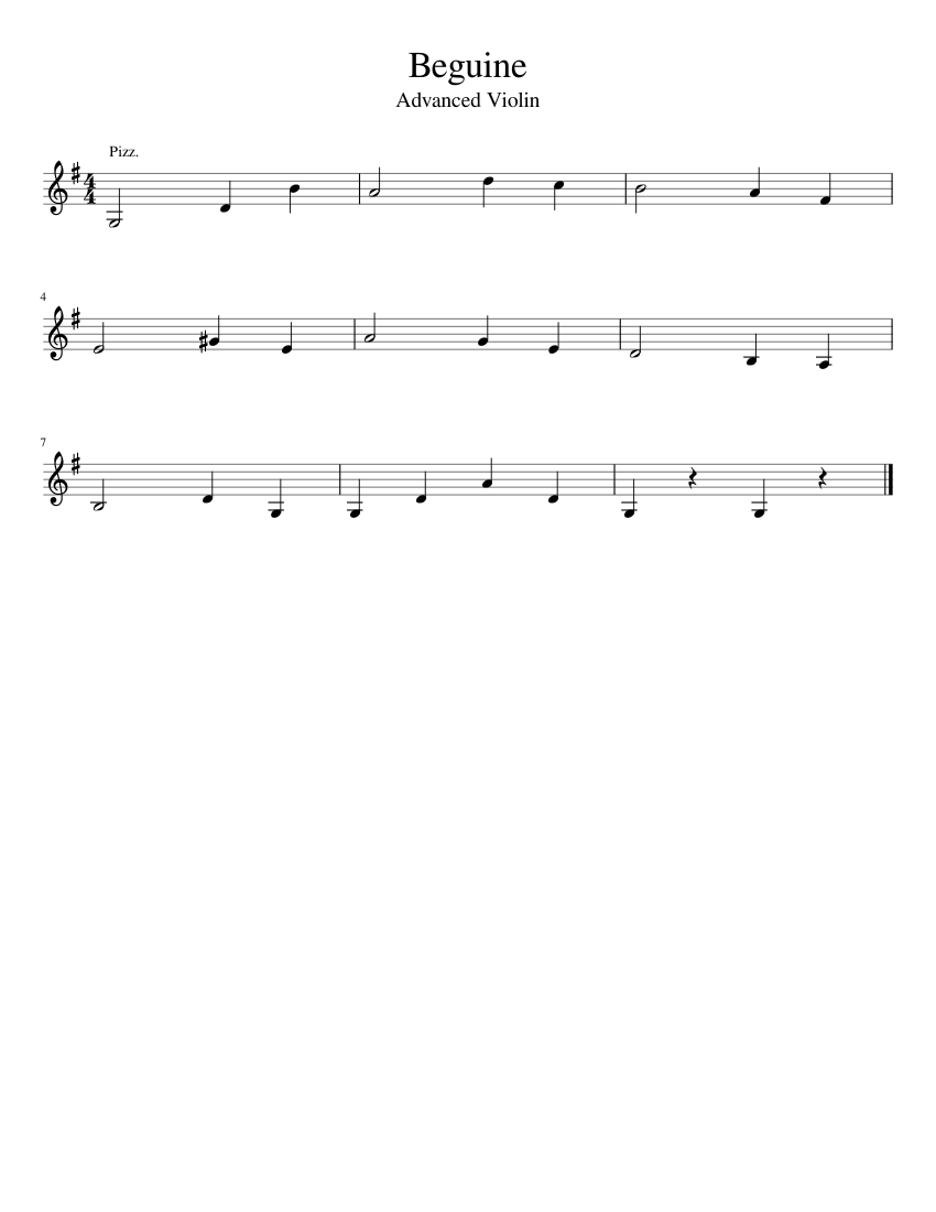 Beguine Sheet music for Violin (Solo) | Musescore.com