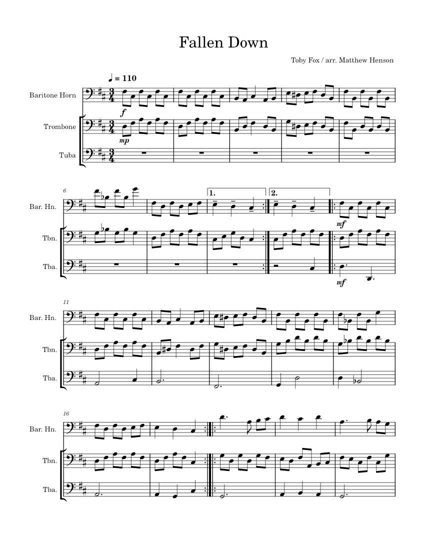 Fallen Down (Reprise) – Toby Fox Fallen Down (Reprise) – Low Brass Trio ...