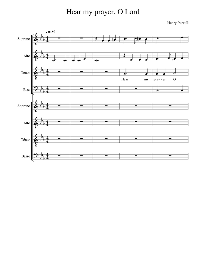 Hear my prayer, O Lord Sheet music for Soprano, Alto, Tenor, Bass voice ...