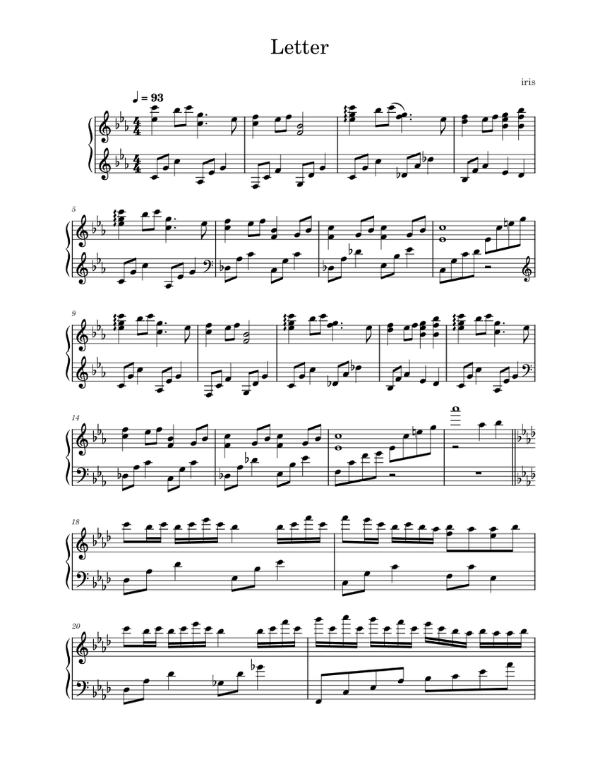 Letter – Iris Sheet music for Piano (Solo) | Musescore.com