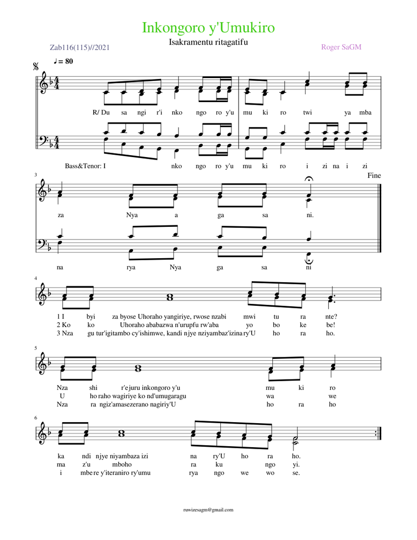 Inkongoro y'Umukiro Sheet music for Piano (Solo) | Musescore.com