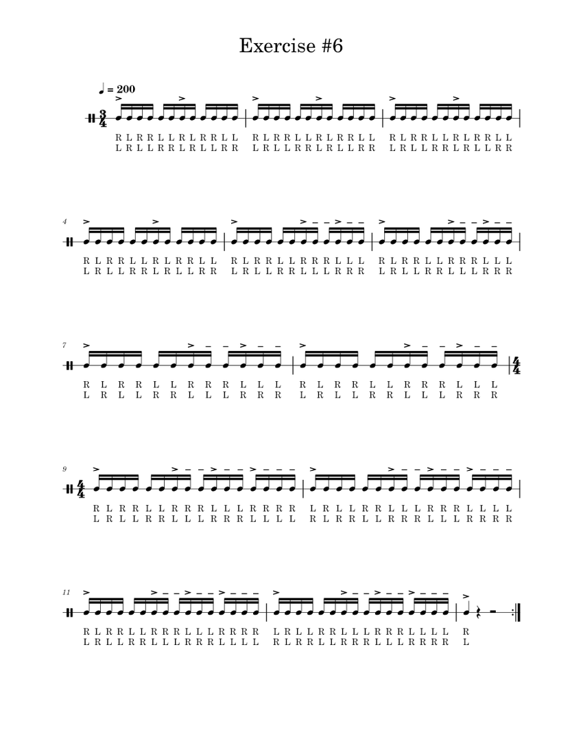 Exercise_#6 Sheet music for Snare drum (Solo) | Musescore.com