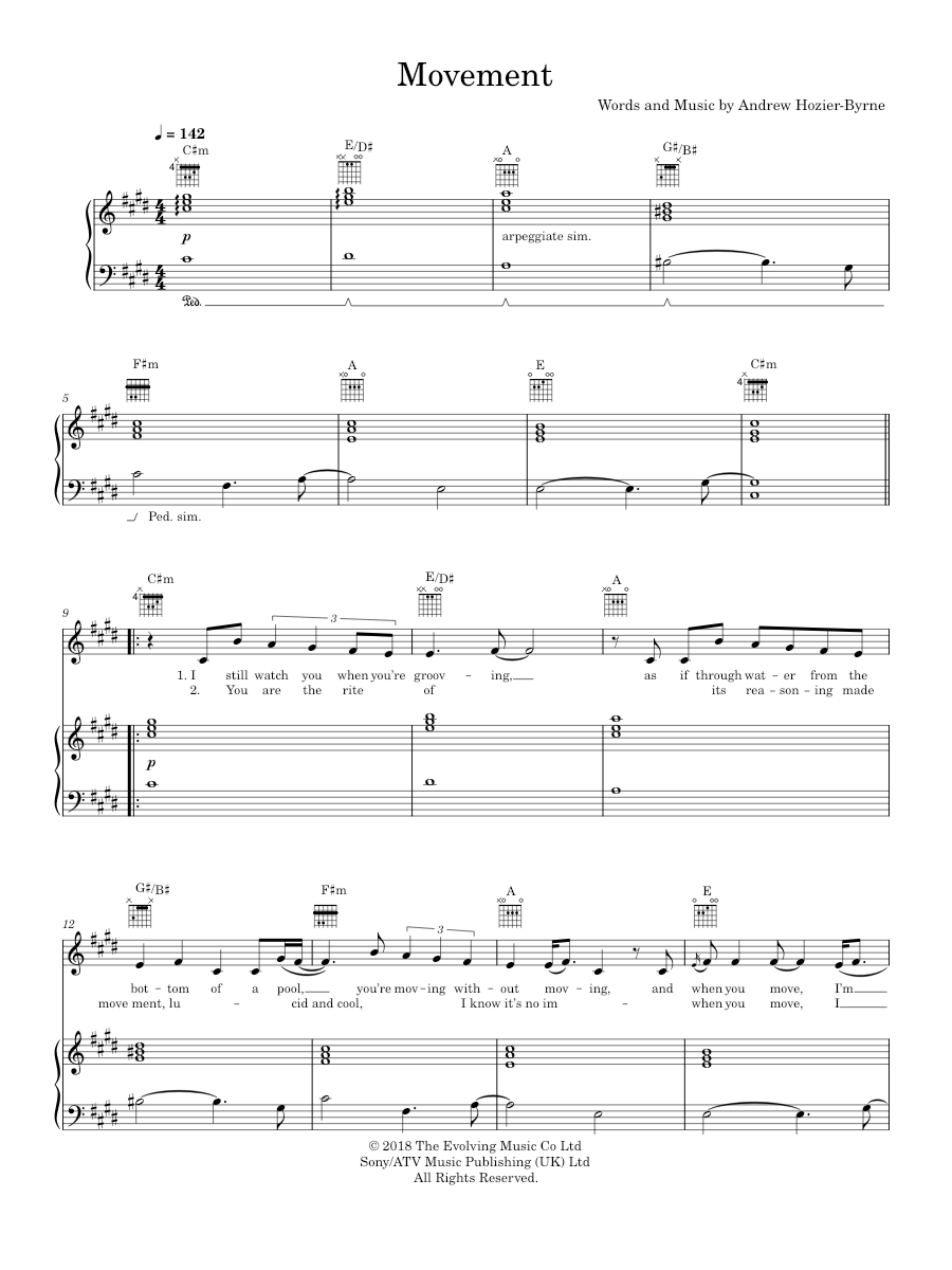 movement Sheet music for Piano, Vocals by Hozier Official | MuseScore.com