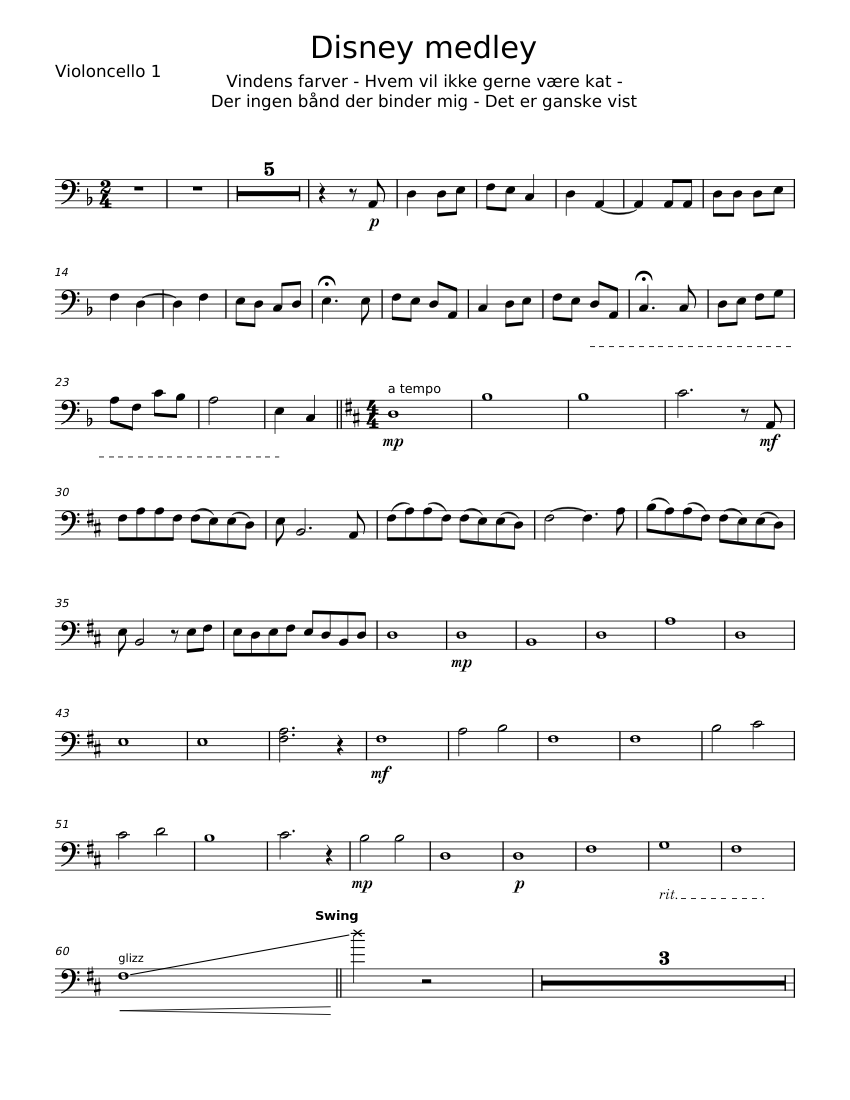 Disney - Misc Soundtrack Sheet music for Cello (Solo) | Musescore.com
