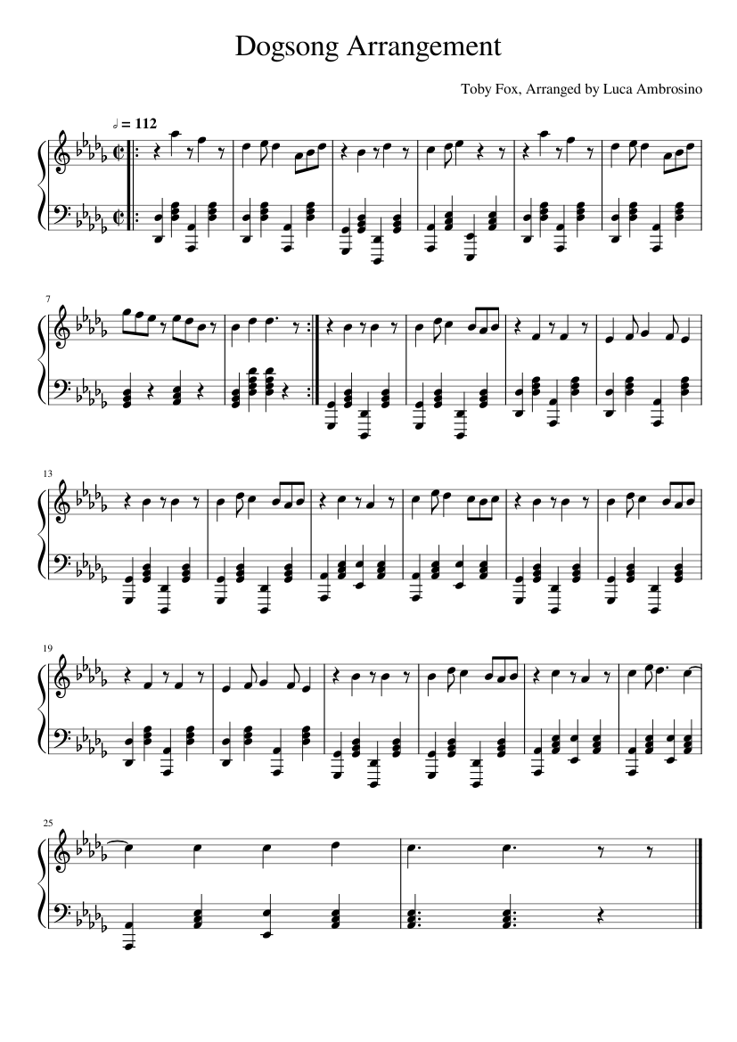 Undertale Dogsong Piano Arrangement Sheet music for Piano (Solo) Easy ...