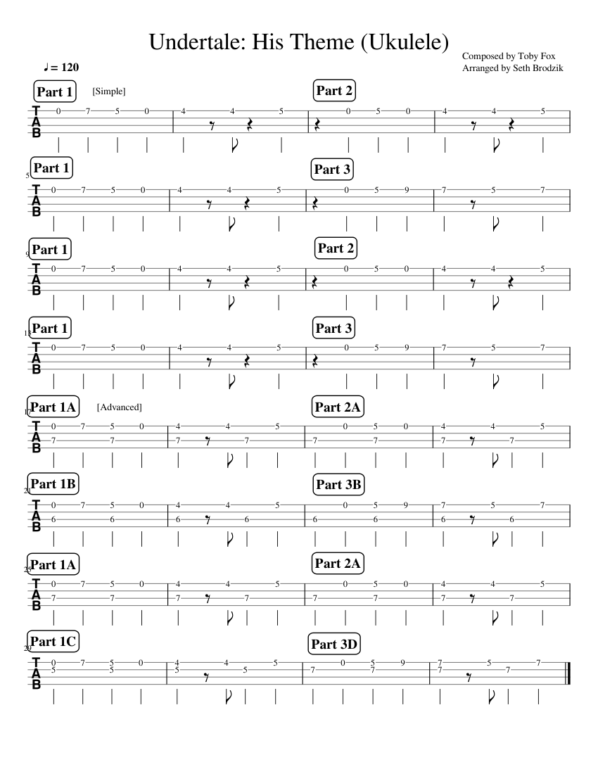 Undertale: His Theme (Ukulele) Sheet music for Ukulele (Solo) | Musescore.com